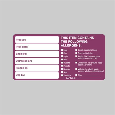 50mm 2″ English Removable Allergen Product Dateuse By Label Labtek