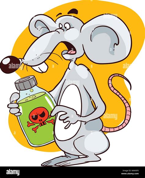 Poisoned Rodent Vector Cartoon Character On White Background Stock