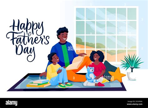 Happy Fathers Day Greeting Card With Hand Drawn Calligraphy Lettering