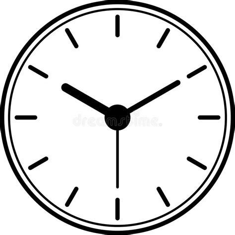 Simple Analogue Wall Clock Illustration Black And White With Seconds