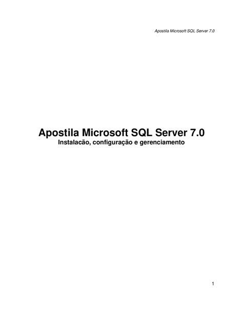 Sql Server 70 Apostila Sql Server 70 Desde O Básico Ao Avançado
