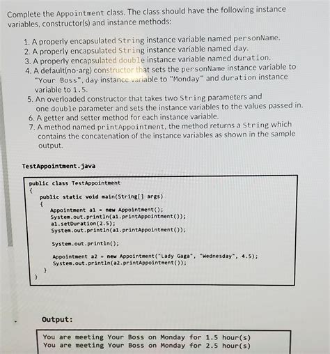 Solved Complete The Appointment Class The Class Should Have