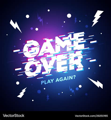 Game Over In Glitch Art Style With Vhs Effect Vector Image