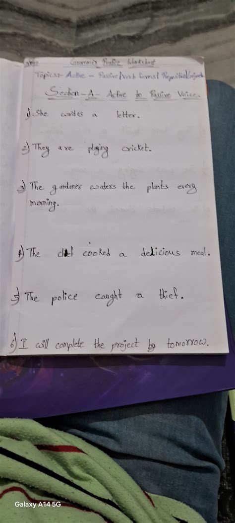 Grammar Practice Worksheet Topics Active Passive Verb Forms Section