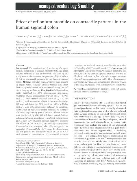 Pdf Effect Of Otilonium Bromide On Contractile Patterns In The Human Sigmoid Colon Otilonium