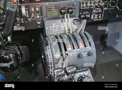 Cockpit Of Airplane Aeroplane Plane Flight Instruments Throttle Controls Aviation Pilot Flying