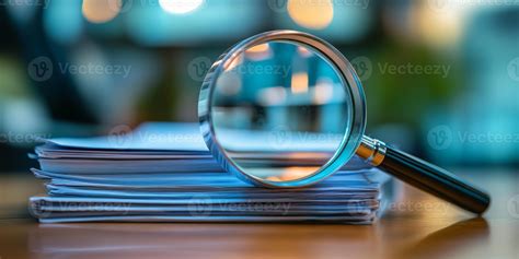A Magnifying Glass Is Positioned Over A Stack Of Documents