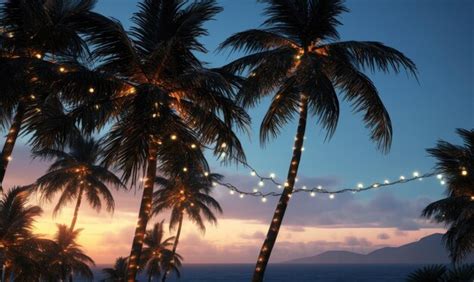 Premium Ai Image A String Of Lights Hanging From A Palm Tree