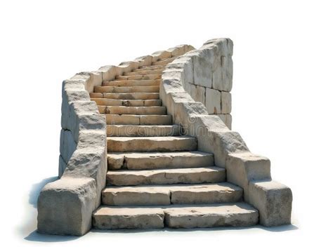 Ancient Stone Stairs On White Background Stock Illustration