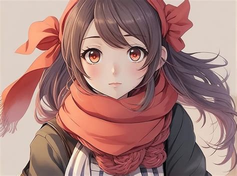Premium Ai Image An Anime Girl With Scarf Character Cartoon
