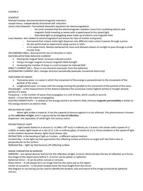 Lesson 4 General Physics 2 Pdf Waves Electromagnetic Induction