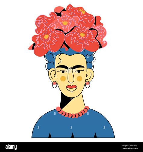 Abstract Portrait Of Mexican Girlvector Flat Illustration For Print