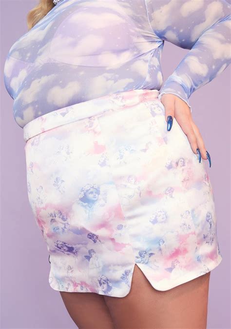 Plus Size Sugar Thrillz Cherub Print Mini Skirt Multi Dolls Kill