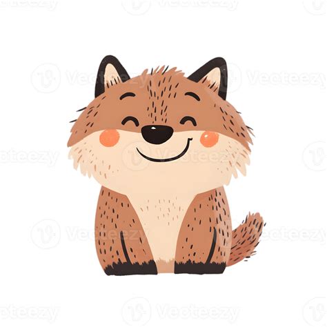Cute Cartoon Wolf Cub Sitting Isolated 60628120 Png
