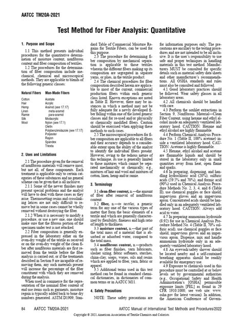 Aatcc Tm20a 2021 Quantitative Pdf Textiles Sulfuric Acid