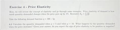 Solved Exercise Price ElasticityHere We Will Review Chegg