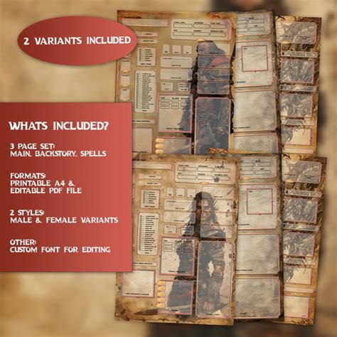 Dandd 5e Character Sheet Pdf Barbarian Themed Design Fillable