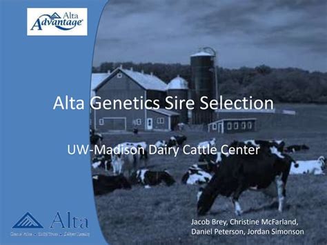 Alta Genetics Sire Selection Ppt