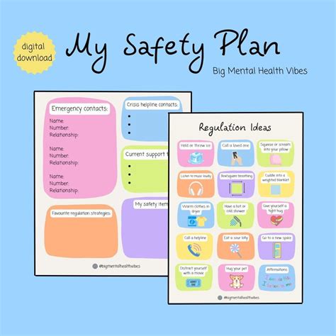 My Safety Plan Template Therapymental Health Worksheet Etsy