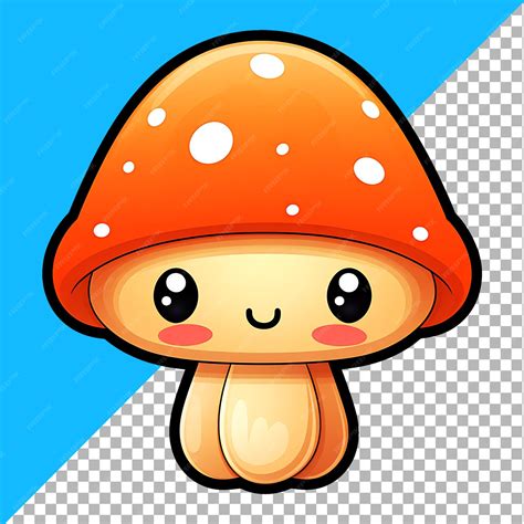 Cute Kawaii Mushroom Clipart Illustration For Sticker Design Premium