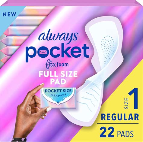 Always Pocket Feminine Pads With Flexfoam Size 1 Regular Absorbency