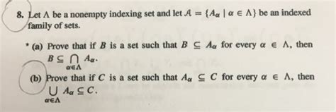 Solved Let A Be A Nonempty Indexing Set And Let A A