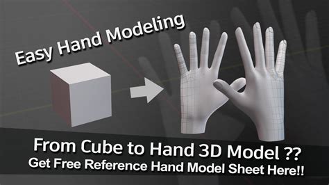 Easy Modeling Hand In Blender Free Hand Model Sheet Blender Tutorial