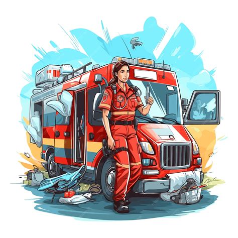 Premium Vector Paramedic Emergency Ambulance Cartoon Composition