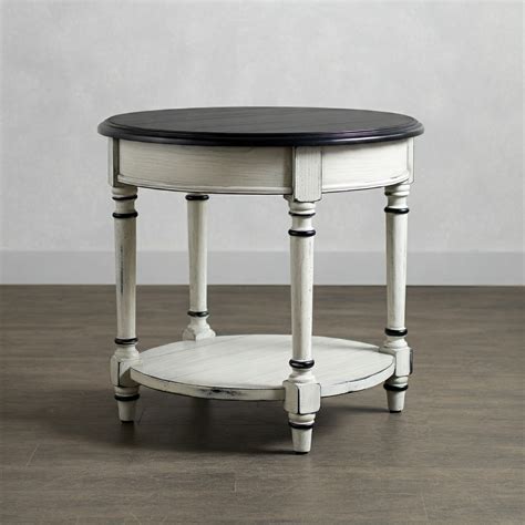 Faye Classic Ornate Black And White Natural Wood End Table Aiething
