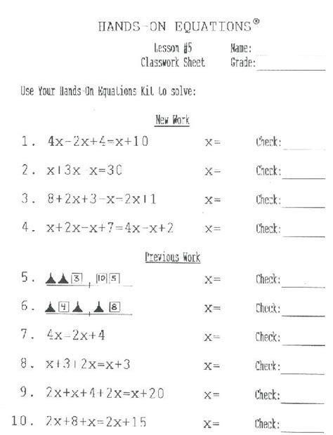 Hands On Equations Worksheet Most Viewed Thumbnail Hands On