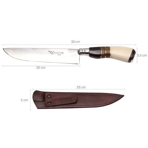 Faca Gaúcha Churrasco 8 Inox Cabo Curvo Chifre Madeira Osso Madeiramadeira