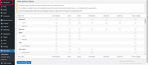 hide admin menu pro wc plugins