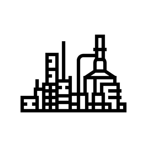 Oil Refinery Plant Petroleum Engineer Line Icon Vector Illustration