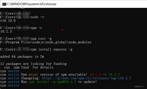 安装成功了node，npm版本号成功显示，但是npm Install Express G 是全局安装失败npm Install Express G 失败 Csdn博客