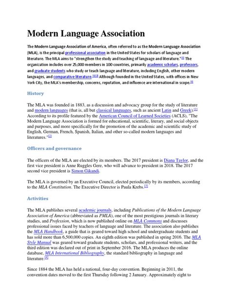 Modern Language Association Pdf Academia Science