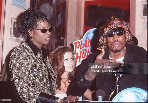 Dennis Rodman Sister And Carmen Electra During Dennis Rodman Press