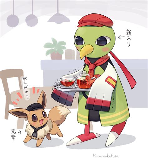 Kaminokefusa Eevee Xatu Nintendo Pokemon Pokemon Cafe Remix Highres Translated Black Hat