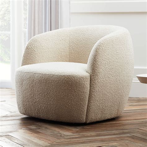 Gwyneth Ivory Boucle Swivel Chair Reviews Cb2