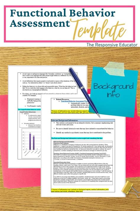 Functional Behavior Assessment Form Fba Template Fba Example