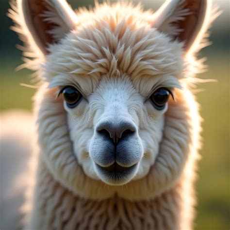 Sunlit Llama Face With Soft Curly Fur Stock Illustration Illustration