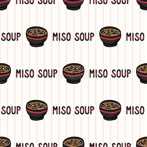 Cute Miso Soep Met Tofu Illustratie Hand Getekend Japans Voedsel Nori