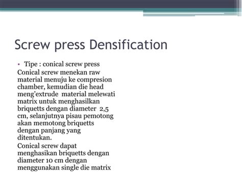 A Review Of Biomass Densification Ppt