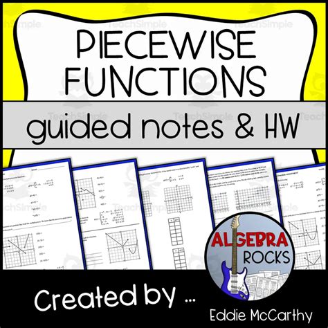 Piecewise Functions Guided Notes Homework Set By Teach Simple
