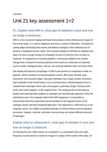 Unit 21 Medical Physics Applications Assignment Teaching Resources