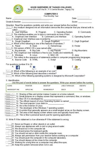 Grade 5 Computer First Monthly Test Artofit