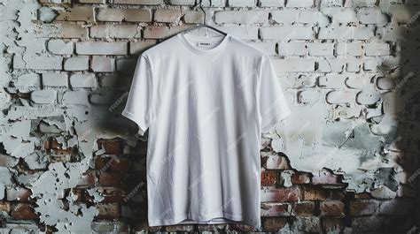 Front Back View Of Plan White Ringer T Shirt Mockup Hanging On Wall Premium Ai Generated Image