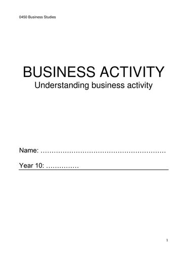 Business Activity Teaching Resources