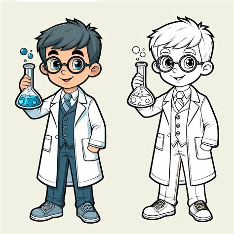 Boy Scientist Chemistry 👦🔬🧪 Coloring Page