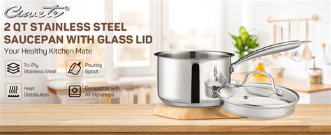 Ciwete 2 Qt Stainless Steel Saucepan With Glass Strainer