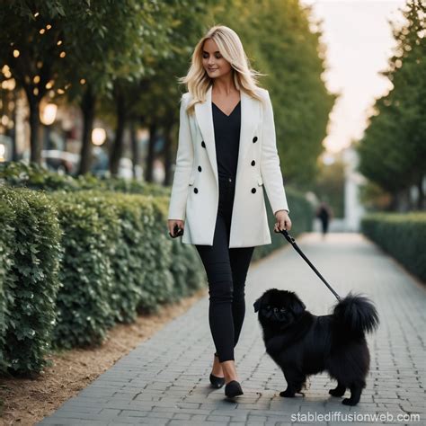Blonde Woman And Pet Dog Stable Diffusion Online